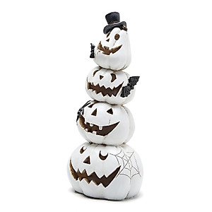 Hodao Halloween Pumpkin Decorations Indoor Halloween Decorations Clearance for Table/Halloween/Window/Present Box/Gift/Courtyard Corridor (White Stacked Pumpkins)…