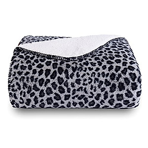 SOCHOW Premium Thick Sherpa Fleece Throw Blanket, Soft and Warm Winter Blanket, 60 × 80 Inches, Grey Leopard