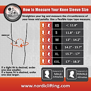 Nordic Lifting Knee Sleeves (1 Pair) 7mm, Black, X-Large and Wrist Wraps + Lifting Straps (2 Pairs) Red