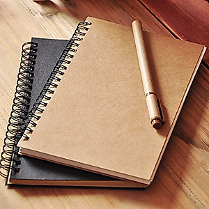 Soft Cover Spiral Notebook Journal 2-Pack, Blank Sketch Book Pad, Wirebound Memo Notepads Diary Notebook Planner with Unlined Paper, 100 Pages/ 50 Sheets, 7Inchx 4.75Inch (Brown and Black)
