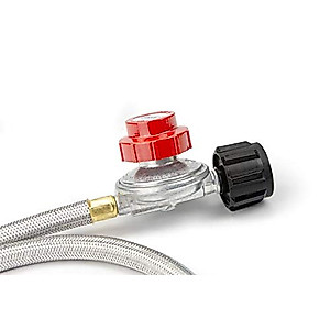 HuitzBin4 FT High Pressure Propane 0-20 PSI Adjustable Regulator with 4 FT Stainless Steel Hose QCC1 Tank for Grill .Propane Burner, Turkey, Fryer and More Electrical appliances - CSA Certified