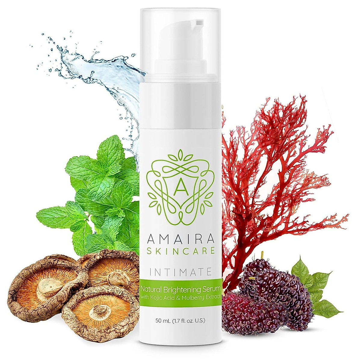 Amaira Skincare Intimate Natural Brightening Serum - Kojic Acid Dark Spot Corrector - Formulated for Sensitive Skin and Private Areas - Natural Plant-Based Formula (1.7 fl oz)