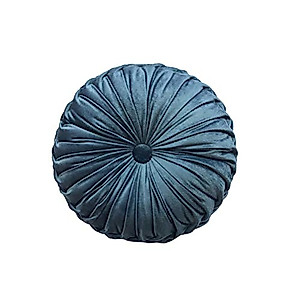 BESPORTBLE Round Floor Pillow Velvet Cushion Couch Pumpkin Throw Pillow for Home Sofa Chair Bed Car Decor (Blue)