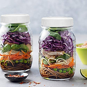 AOZITA 10 Pack REGULAR Mouth Mason Jar Lids for Ball, Kerr and More - White Plastic Storage Caps for Mason/Canning Jars - Leak-Proof