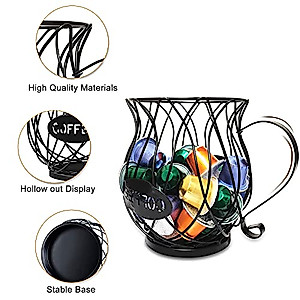 MDHAND K Cup Coffee Pods Organizer Holder, Coffee Capsule Holder, Large-Capacity Coffee Pods Storage Rack for Kitchen Countertop (black, S)