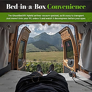 GhostBed 10 Inch Short Queen RV Mattress, Camper Mattress with Cool Gel Memory Foam and Hybrid Coils - Low Profile, Medium Feel, Made in The USA, Short Queen