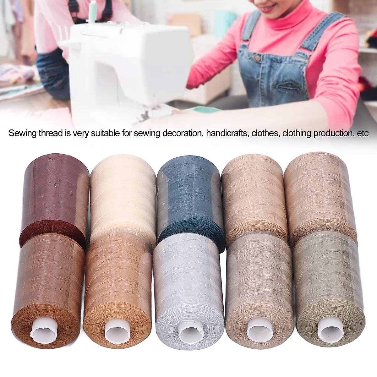 PESUMA Colorful Sewing Machine Thread Set - 10 Gray Series Polyester Embroidery Tools with Excellent Tensile Strength - Sewing Thread for All Your Sewing Projects