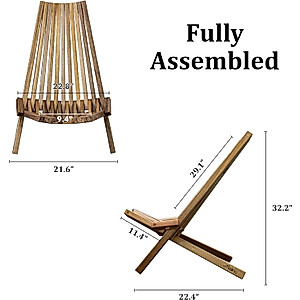 Generic Acacia Wood Folding Wooden Outdoor Chair -Stylish Low Profile Acacia Wood Lounge Chair for The Patio, Porch, Lawn, Garden or Home Furniture, Brown