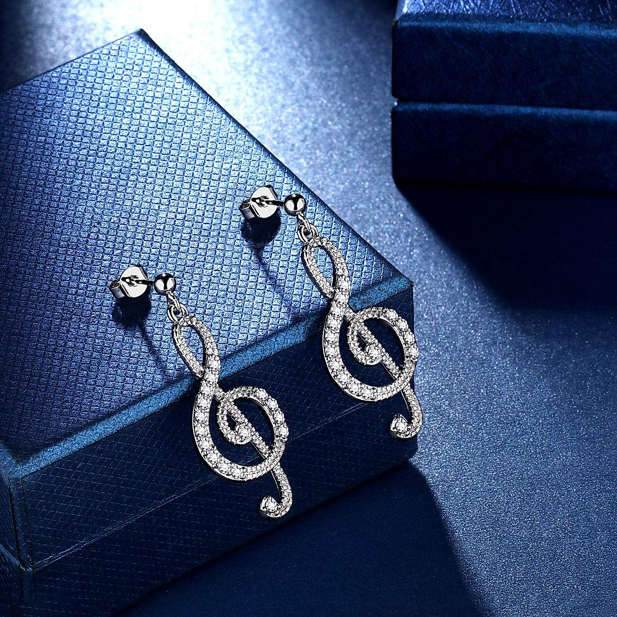 Beautlace Women's Musical Note Stud Earrings Silver Plated Treble Clef Music Note Earring Jewelry Gifts for Music Lover KE0027W