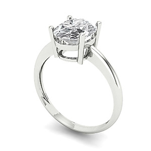 Clara Pucci 2.0 ct Oval Cut Solitaire Moissanite Engagement Wedding Bridal Promise Anniversary Ring 18K White Gold Size 10.25