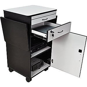 Luxor WPSDD3 Wood Multimedia Workstation Cart, 38 inches High; Durable Black/Gray Laminate Finish