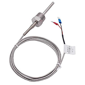 2M Thermistor K-Type Probe Thermocouple Sensor & Meter Temperature Controller,1/2" NPT 6 X 50MM Long Probe Thermocouple Temperature Range from 0 to 600 °C MT-205-1/2-50