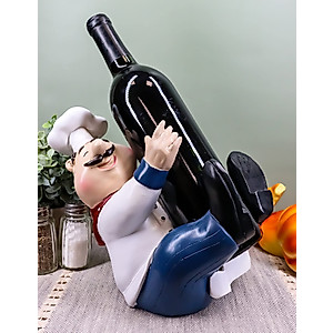 Ebros For The Love Of Wine Fat Chef Marco Hugging Wine Bottle Holder Figurine Kitchen Countertop Wine Cellar Hosting Table Decor Piece