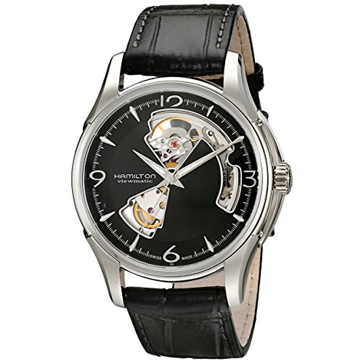 Hamilton Men's HML-H32565735 Jazzmaster Open Heart Analog Display Swiss Automatic Black Watch