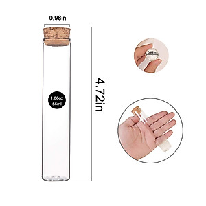 JODIO Glass Test Tubes,18PCS 55ml Clear Flat Test Tubes with Corks Stopper,for Scientific Experiments, Party Decorations, Candy Storage,as Bath Salt Containers(25x120mm)