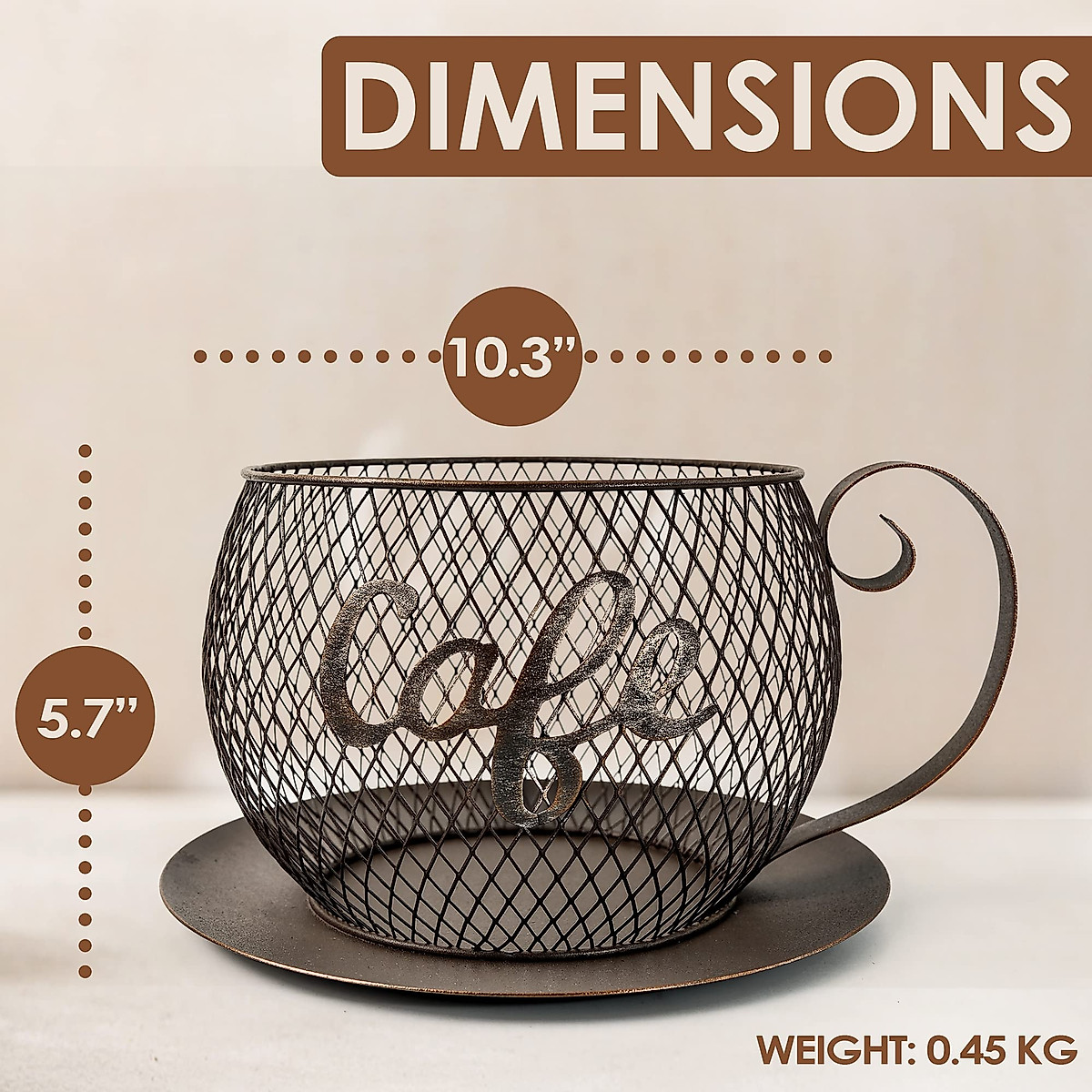 On Solid Grounds Cafe Cup Coffee Pod Holder / Coffee Creamer Holder, Large Capacity Espresso Pod Organizer and for Storage Accessories, Multi-Purpose Decor for Counter Bar