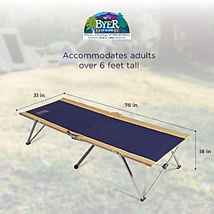 BYER OF MAINE Easy Cot - Extra Large Folding Cot - Heavy Duty Cot for Indoor and Outdoor Use - Cot Bed for Adults - 78”L X 31”W X 18”H - 330 lb Capacity
