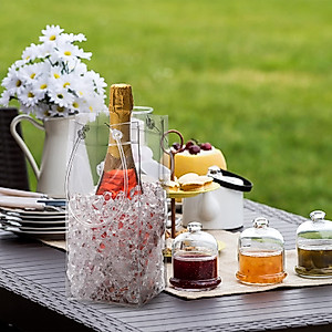 Frcctre 12 Pack Ice Wine Bag, Portable Collapsible PVC Wine Pouch Cooler Bags with Handle, Clear Wine Bottles Bag for Champagne Cold Beer White Wine Chilled Beverages