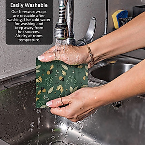 12 Pack - Eco-Friendly, Reusable, & Washable Container Set of Beeswax Food Wraps, Airtight Silicone Lids 6 - Beeswax Wraps, 6 - Silicone Lids