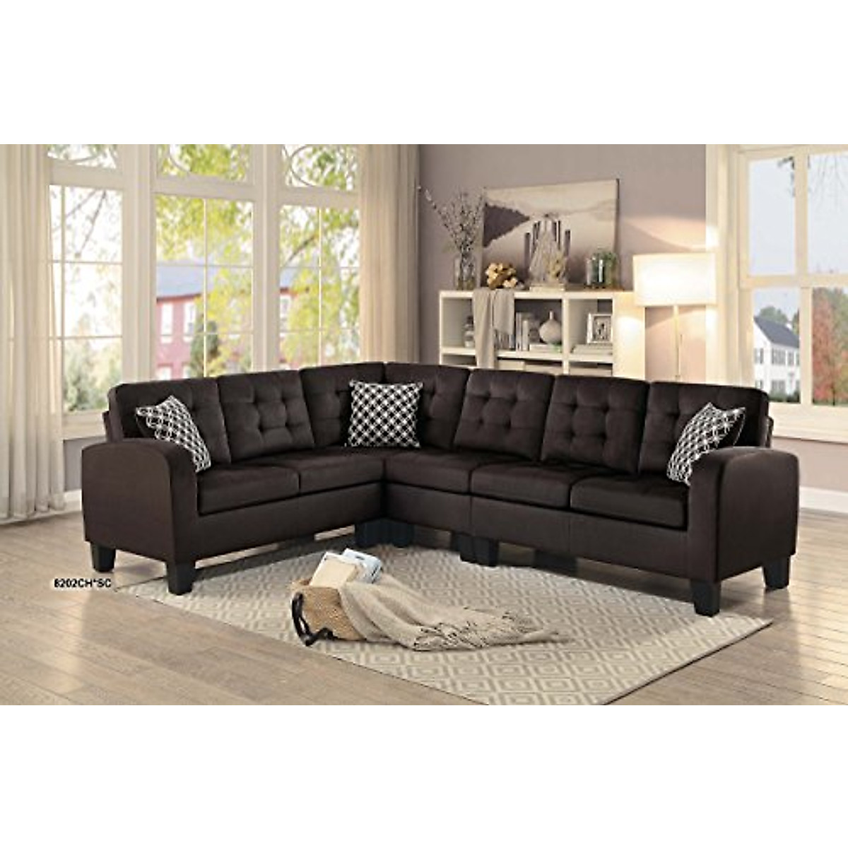 Homelegance Sinclair 84" x 107" Fabric Sectional Sofa, Chocolate