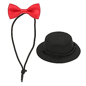 Reptile Hat and Bow Tie,Cute Adjustable Lizard Harness and Leash Soft Leather Bearded Dragon Valentine's Day Clothes Set for Amphibians and Other Small Pet