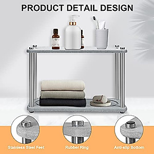 Home Sink Caddy, 2-Tier Instant Dry Sink Organizer, Fast Drying Stone Sink Tray For Kitchen Sink, Diatomaceous Pedastal Stand Riser With Stainless Steel Feet Protection for Modern Home (Grey)