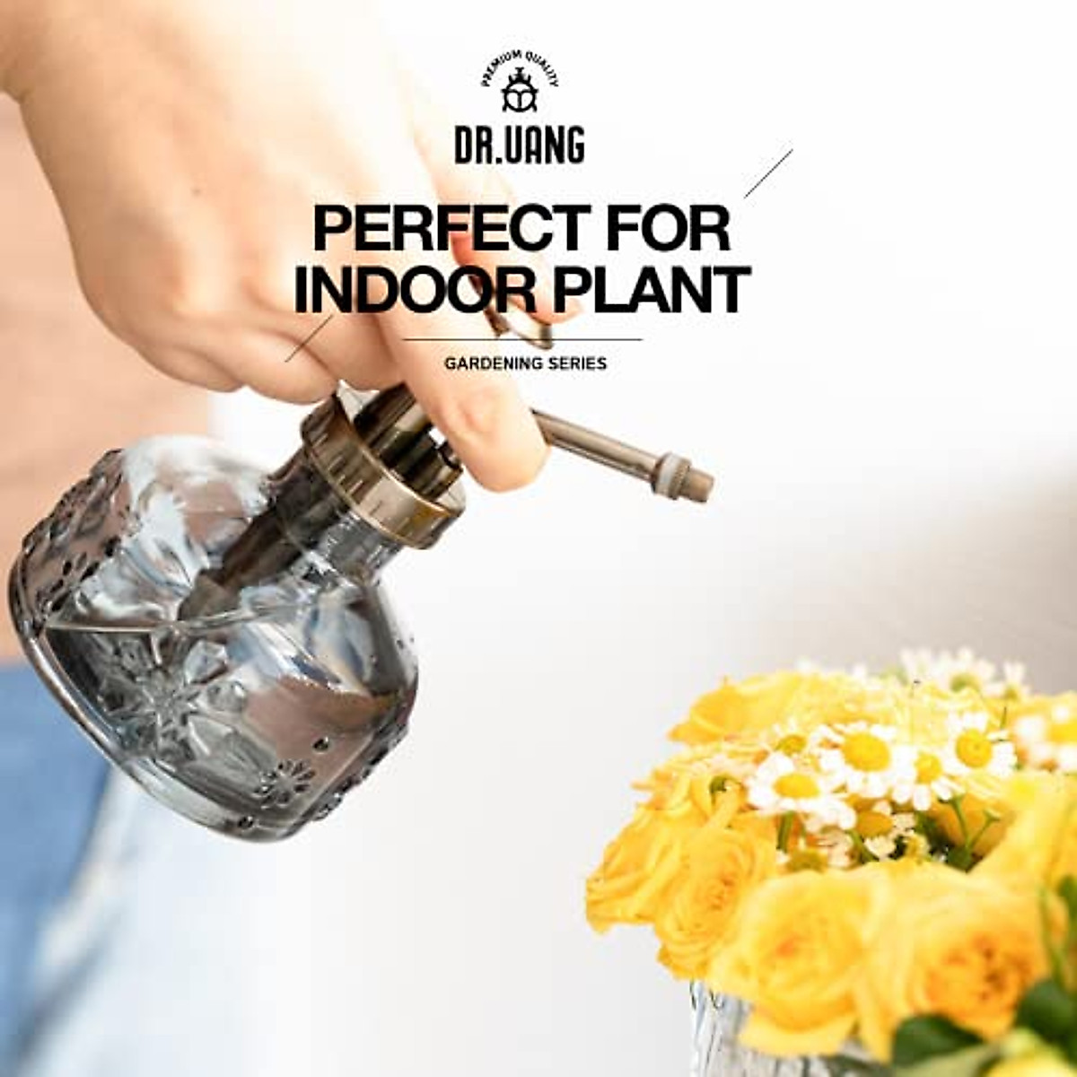DR.UANG Plant Mister Spray Bottle for Plants Glass Indoor Plant Spritzer Mister Bottle Plant Gifts (Brown 180ml 6 inch)
