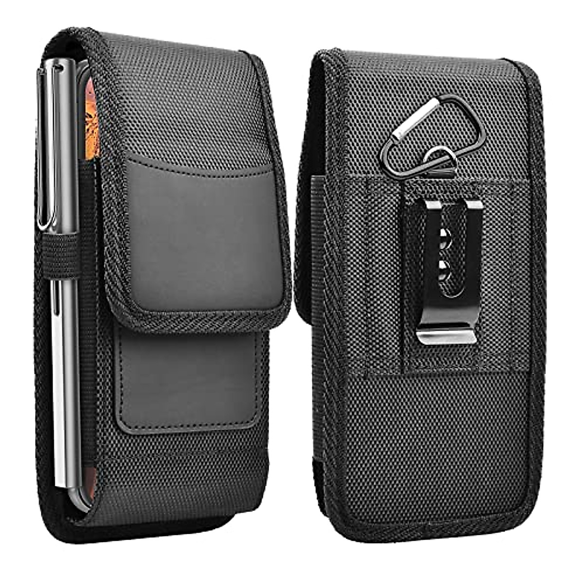 Njjex Cell Phone Holster for Samsung Galaxy S23 Ultra S22 S21 S20+ S10 S9 Note 20 A14 A21 A51 A71 A02S A12 A32 A42 A52 A13 iPhone 13 14 Pro Max 12 11 XR 7 8+ Nylon Belt Clip Holster Phone Holder Pouch