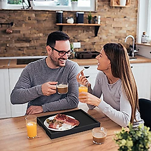 Artmeer Bed Tray Table with Folding Legs,Bamboo Breakfast in Bed for TV Table, Laptop Computer Tray,Eating,Snack Tray Black 2 Pack (Black)