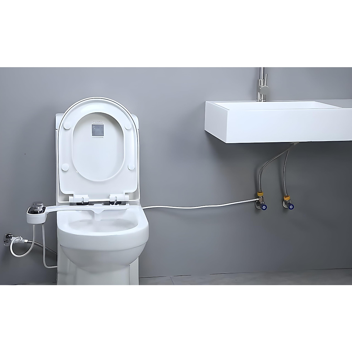 YBYOAD Slimline bidet, non-electrical double nozzle (Rear and Feminine Wash) for clean water, bidet attachment for toilet seat, warm water hot/cold, adjustable water pressure