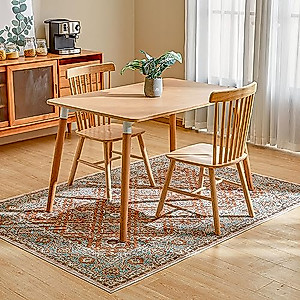 Boho Vintage Area Rug - 5x7 Large Persian Washable Living Room Rug Ultra-Thin Non-Slip Non-Shedding Print Floor Carpet for Bedroom Home