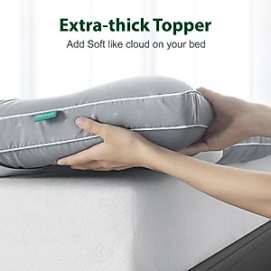 VISCOFLEX Mattress Topper King, Extra Thick Mattress Pad Cover for Back Pain, Thick Quilted Fitted Pillow Top King Bed Mattress Topper for Firm King Mattress，Grey