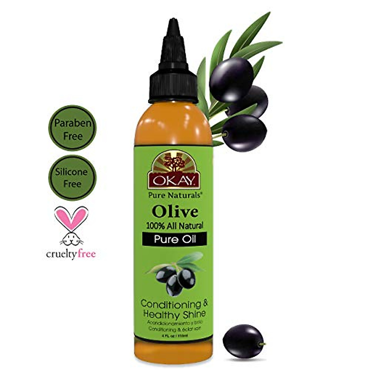 OKAY 100% PURE OLIVE OIL for SKIN and HAIR 4oz / 118ml