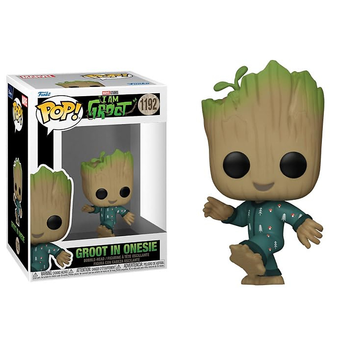 POP Marvel: I Am Groot - Groot Dancing in Onesie PJs Funko Vinyl Figure (Bundled with Compatible Box Protector Case), Multicolored, 3.75 inches