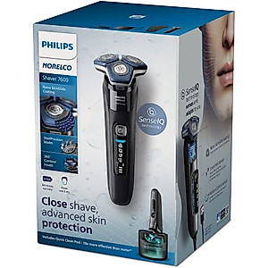 Philips Norelco Shaver 7600, Rechargeable Wet & Dry Electric Shaver with SenseIQ Technology, Quick Clean Pod, Travel Case and Pop-up Trimmer, S7886/84, Multi