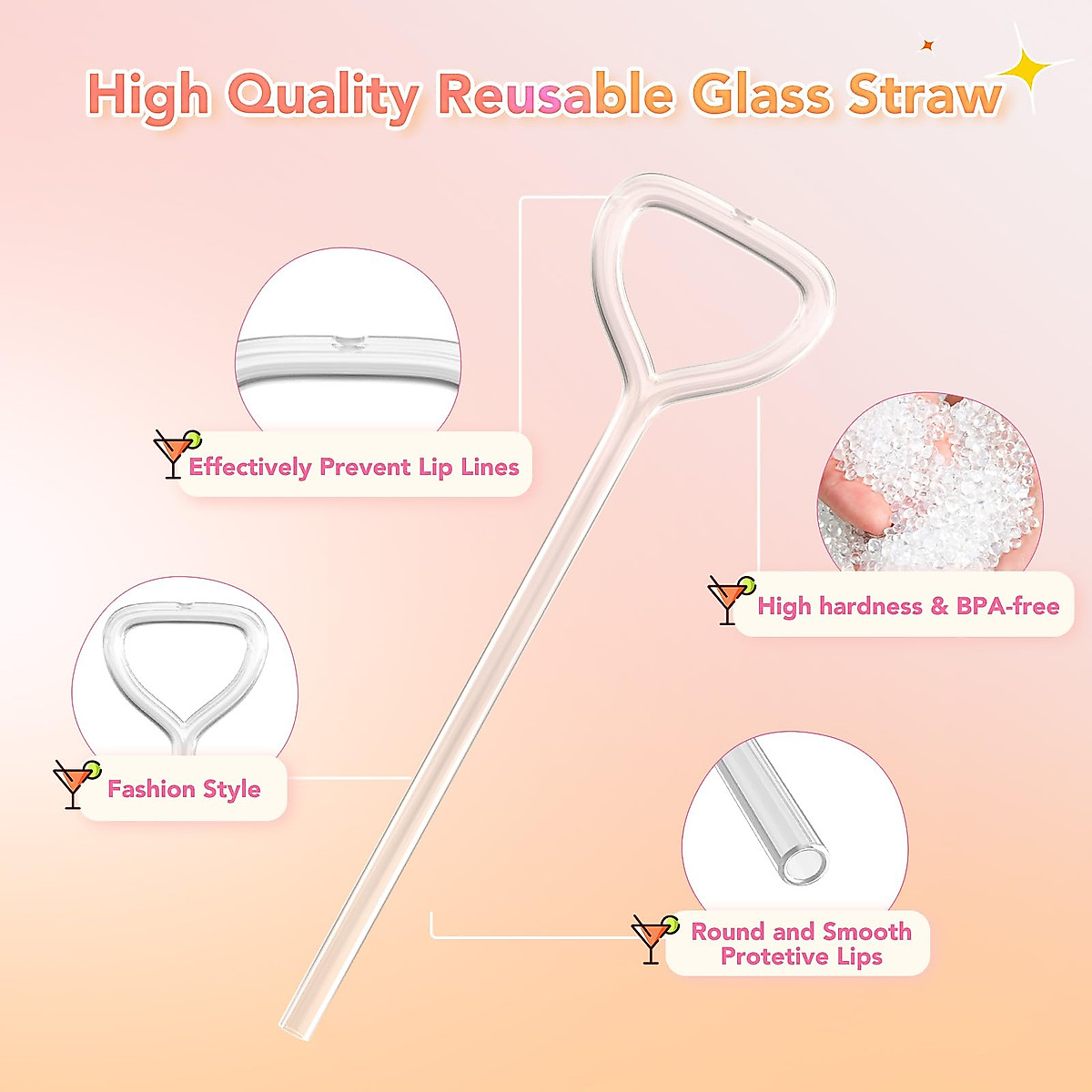 Anti Wrinkle Straw 2pcs, Reusable Glass Straw for Stanley Cup, Anti Wrinkle Drinking Straw Curved, Lip Straw for Wrinkles, Sideways Straw Wrinkle Free, Prevent Wrinkle Straw