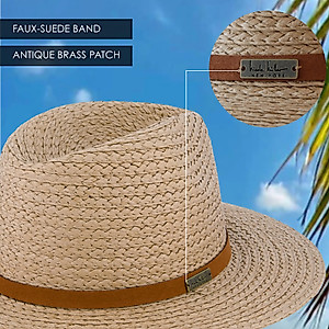 Nicole Miller Straw Sun Hats for Women, Tan