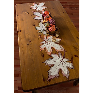 DII Fall Table Decorations Indoor Décor, Thanksgiving, Table Runner, 14x108, Embroidered Cut Work Leaves