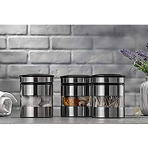 Le'raze Airtight Food Storage Container for Kitchen Counter with Window, [Set of 3] Canister Set Ideal for Flour Tea, Sugar, Coffee, Candy, Cookie Jar.