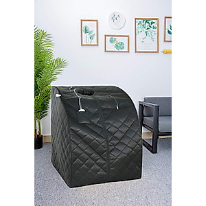 ZONEMEL Personal Far Infrared Sauna for Home, Oversized Portable Sauna for Relaxation, Better Sleep, with Heating Foot Pad, Portable Chair (X-Large, Black, L 33” x W 31.5” x H 40.5”)