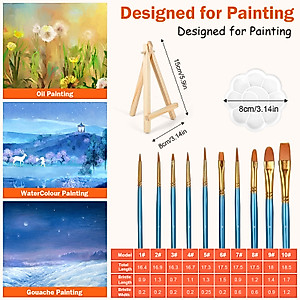 20 Pack 4x4 in Mini Canvases, Small Painting Canvas Panel with Mini Easel, Art Canvas Painting Kit with 10 Brushes & 5 Paint Tray for Kids Teenagers Acrylic Pouring Oil Water Color Gift…