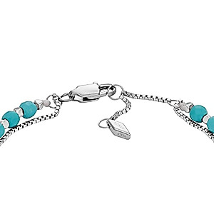 Fossil Women's Stainless Steel Silver-Tone Beaded Bracelet, Color: Silver/Turquoise (Model: JF04445040)