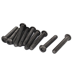 uxcell M8 x 50mm Alloy Steel Hex Socket Button Head Machine Screws Black 10Pcs