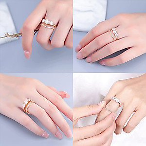 MOOSEA Moissanite Curved Stackable Rings for Women, D Color VVS1 Clarity Round Cut Lab Created Diamond Half Eternity Wedding Band 14K White Gold Vermeil Moissanite Contour Wedding Band for Women