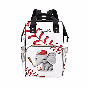 CUXWEOT Baseball Baby Elephant Diaper Bags Personalized with Name Customized Travel Back Pack Hiking Camping Mum Backpack