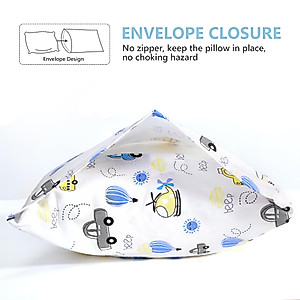 TILLYOU Organic Cotton Toddler Pillowcases - 2 Pack Super Soft Baby Kids Travel Pillow Cases Envelope Closure for Boys Girls, 13x18 Inches, Sunflower & Vintage Green