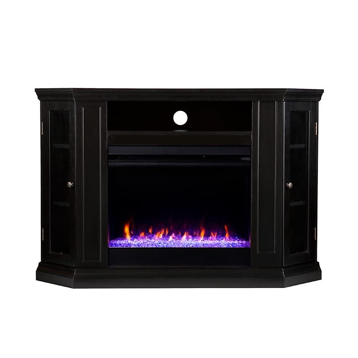 BOWERY HILL Engineered Wood Color Changing Electric Fireplace in Black
