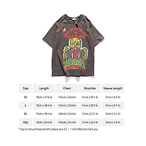 PLOZMCTA Kanye Shirt Men's and Women's Hip Hop Street Skull Print Cotton Short Sleeve Large Dark Grey