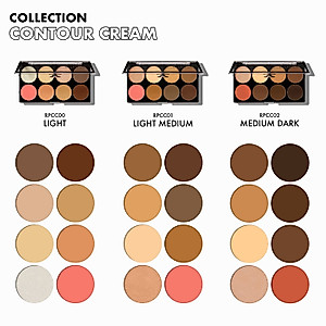 Ruby Kisses Flawless Finish with 3D Contour Cream Makeup Palette – Lightweight, Multi-Palette, Contouring Foundation, Creamy, Sculpt &Highlighting, Define Cheekbones (Light Medium)