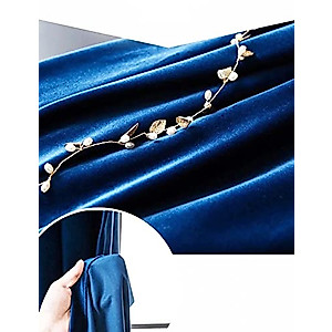 H S D K CREATE YOUR LIFE 2 Yard Premium Velvet Fabric,Washable Fabric and Wrinkle Resistant Velvet Perfect for Table Cover for Holidays, Weddings, Parties (Blue)